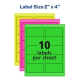 Avery 2"x4" Neon Shipping Labels, Sure Feed, 150 Labels (5978 ...