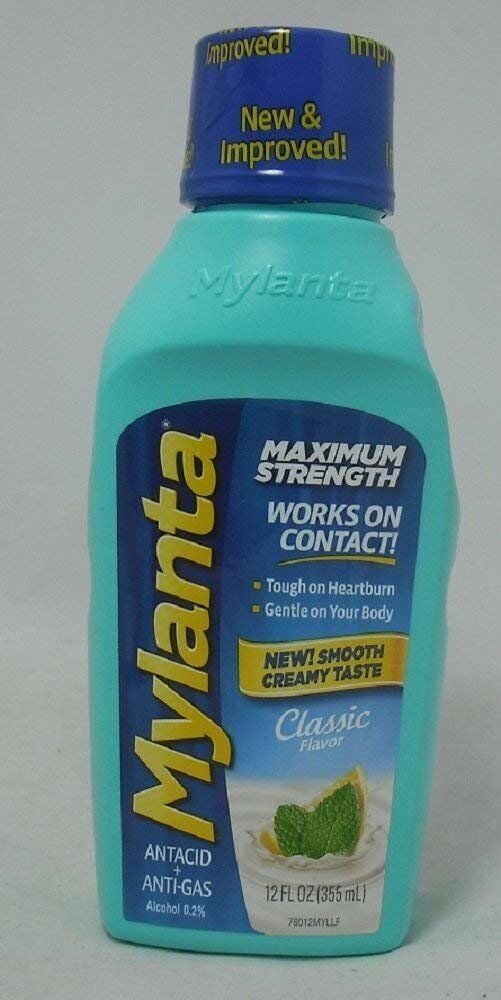 MYLANTA Maximum Strength Liquid Antacid + Anti-Gas, Classic Flavor 12 ...