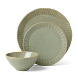 Oneida Entertain 365 12-Piece Artisanal Green Stripe Stoneware ...
