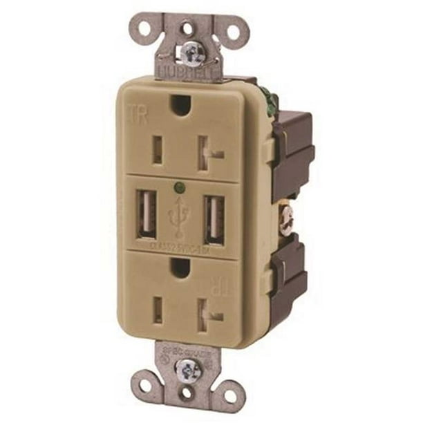 Hubbell Wiring USB20X2I 20A Tamper Resistant USB Charger Duplex ...