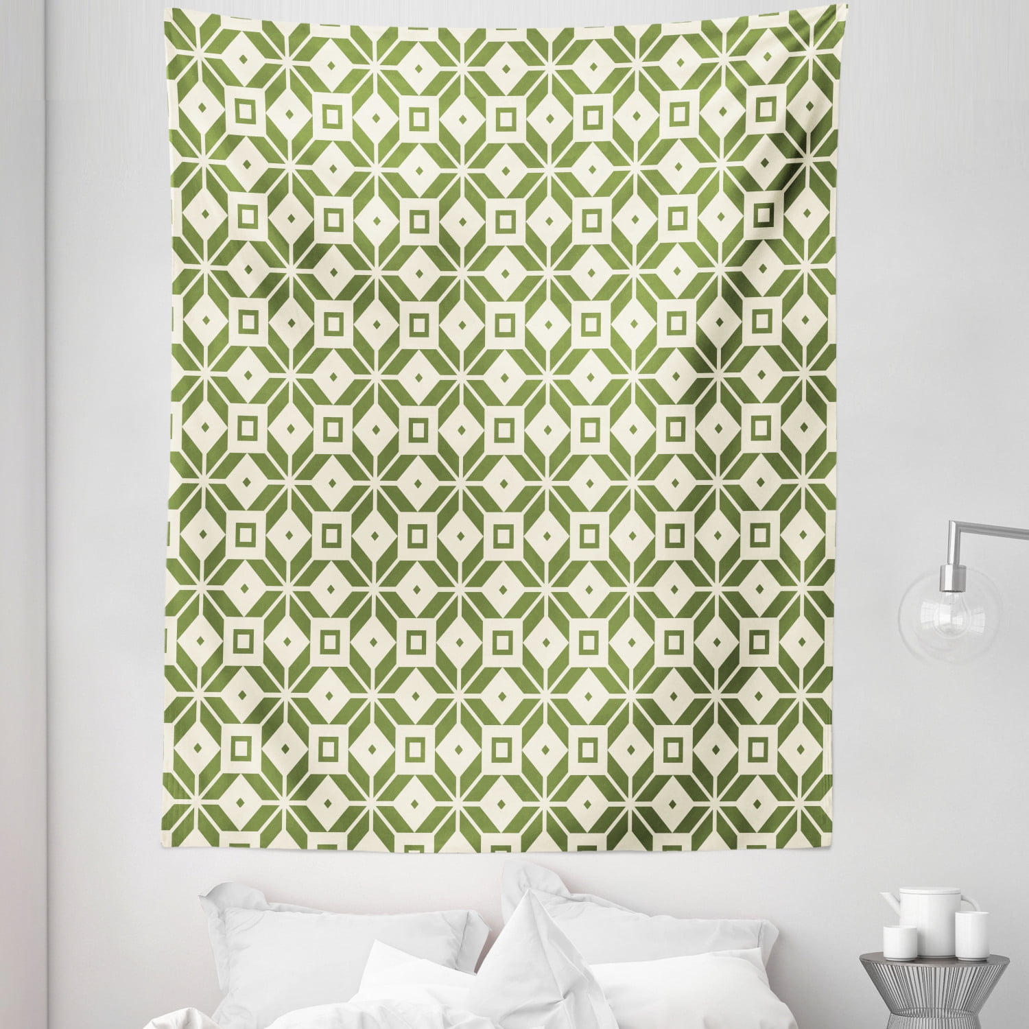 Retro Tapestry, Minimalist Style Repeating Square Tiles and ...