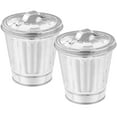 2pcs Desktop Galvanized Iron Trash Can Desktop Trash Bucket Garbage ...