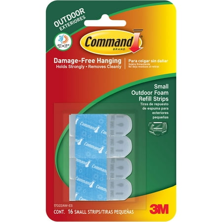 Command Outdoor Foam Strip Refills, White, Small, 16 Strips/Pack ...
