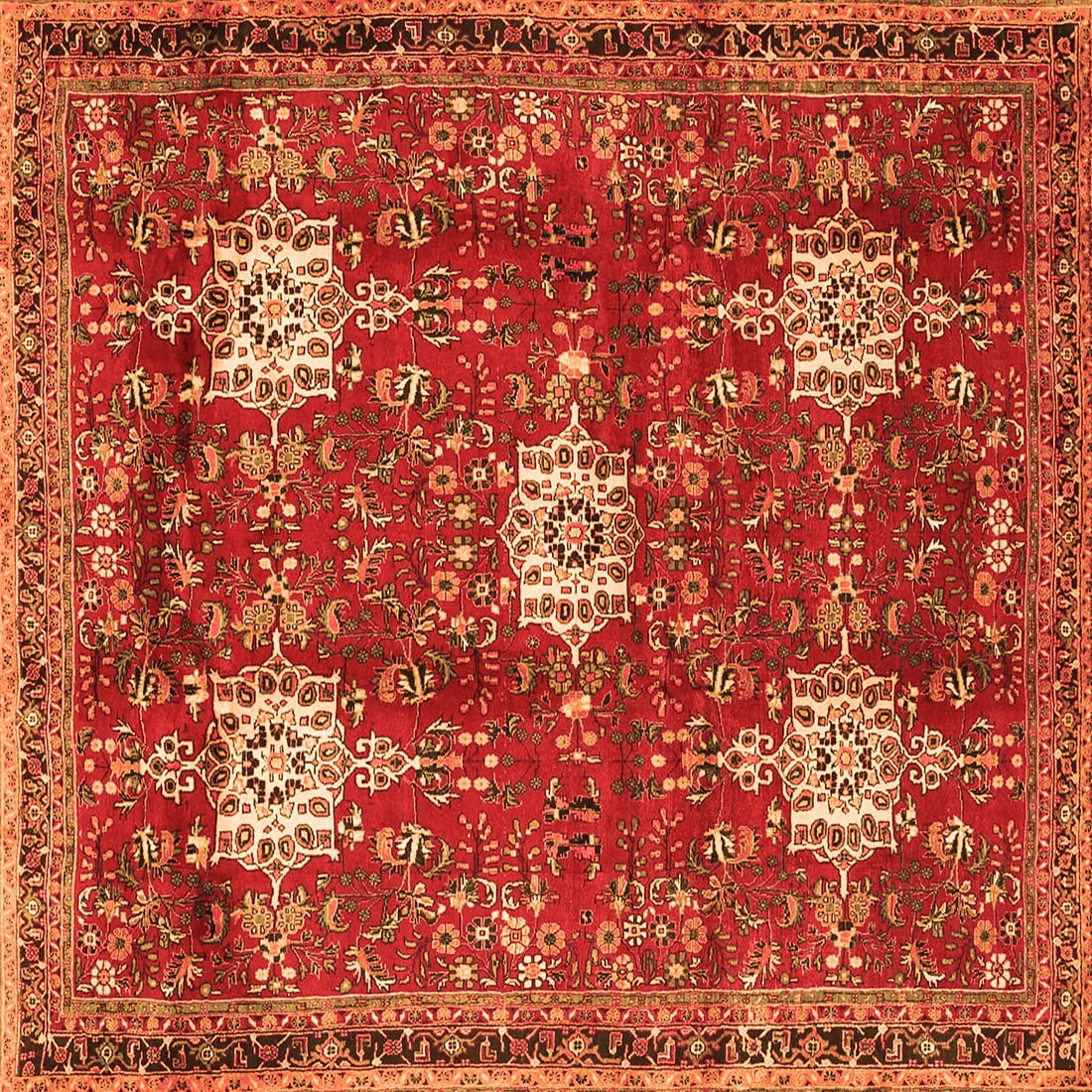 Ahgly Company Indoor Square Persian Orange Traditional Area Rugs, 5 ...