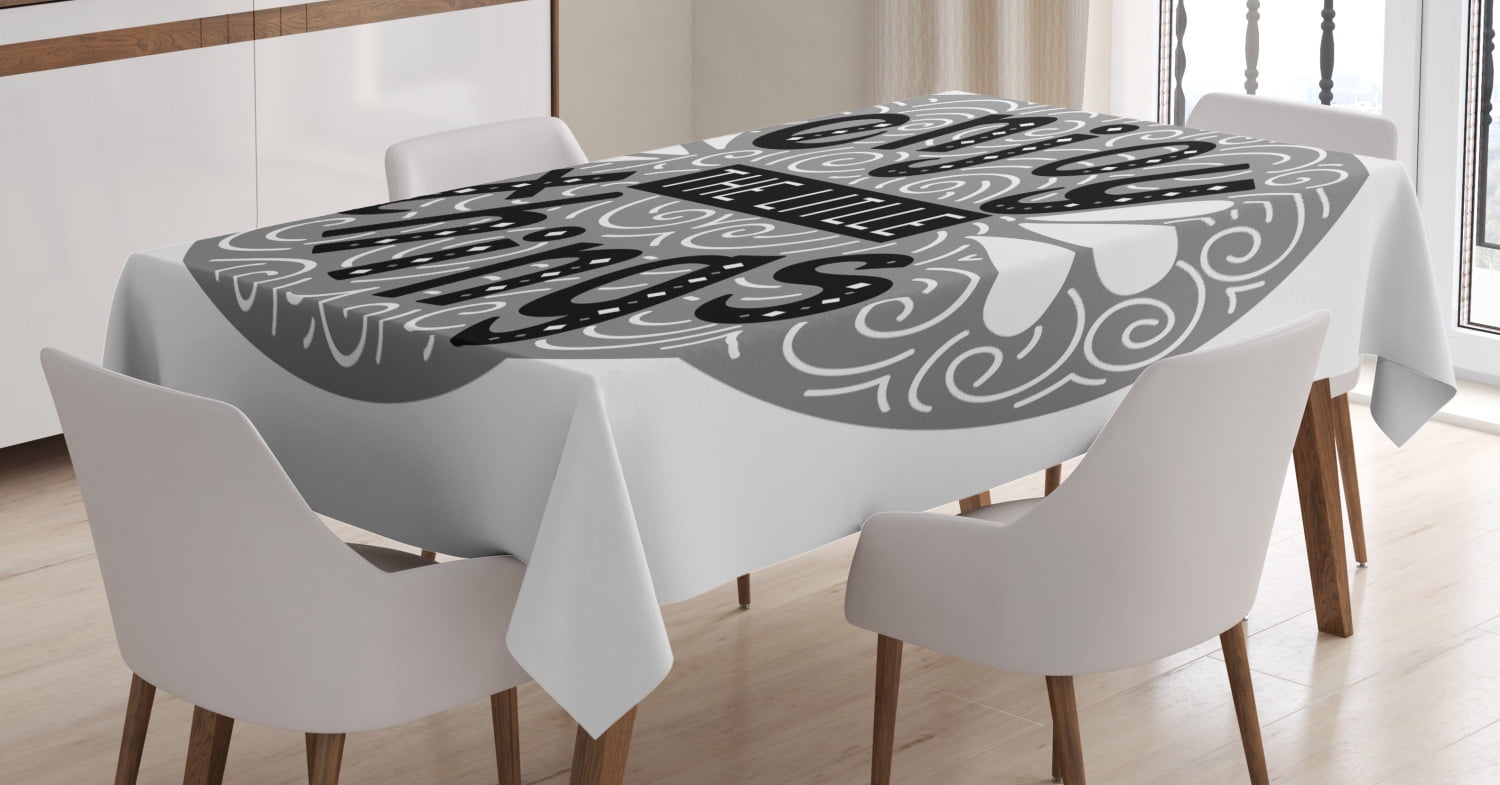 Enjoy the Little Things Tablecloth, Greyscale Expression Lettering with ...