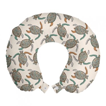 DolliBu Green Sea Turtle Plush Neck Pillow - Soft Travel Neck Pillow ...