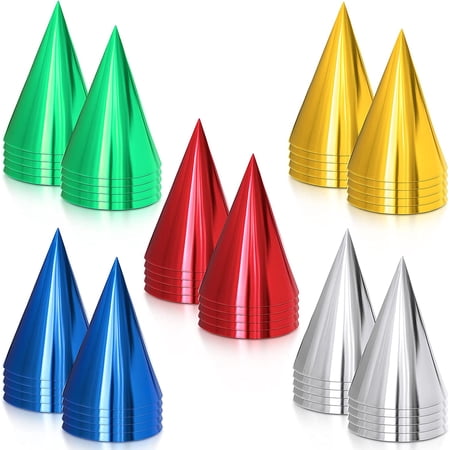 Tatum88 50 Pieces Cone Party Hats Metallic Foil Cone Hats Colorful ...