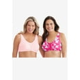 Comfort Choice Womens Plus Size Cotton Front Close Wireless Bra 52