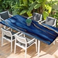 Abstract Marble Fitted Rectangle Tablecloth 32" x 96" Blue Gold Texture ...