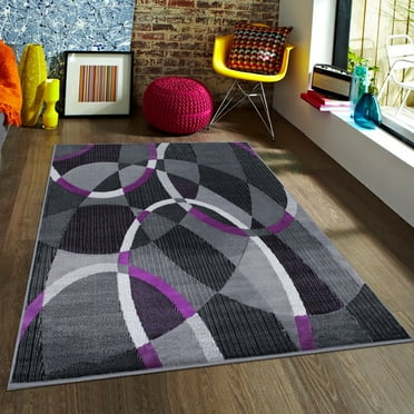 handcraft rugs purple and gray abstract geometric modern squares ...