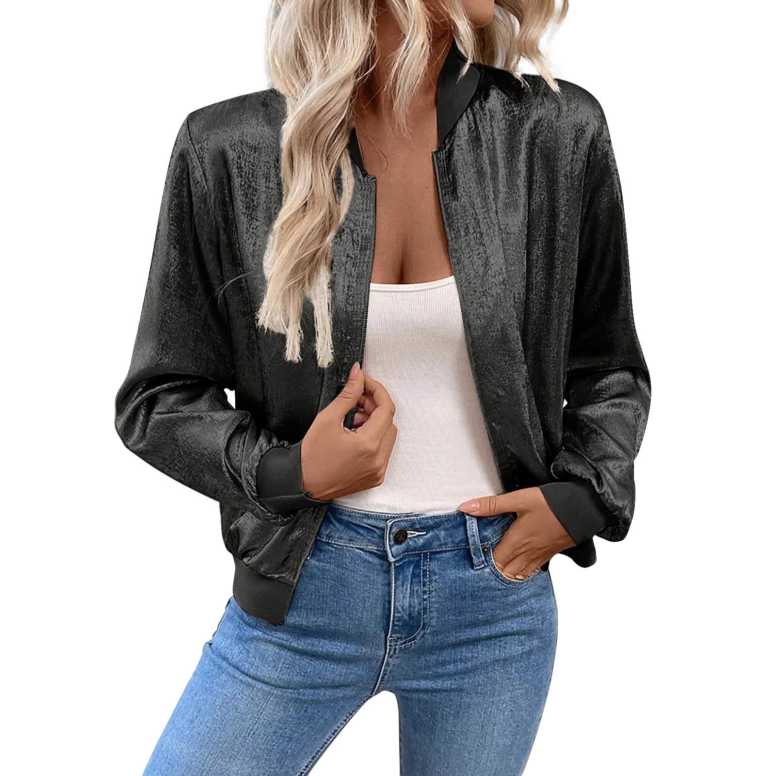 Click here for Duoif Womens Jacket Ladies Pure Color Stitching Th... prices