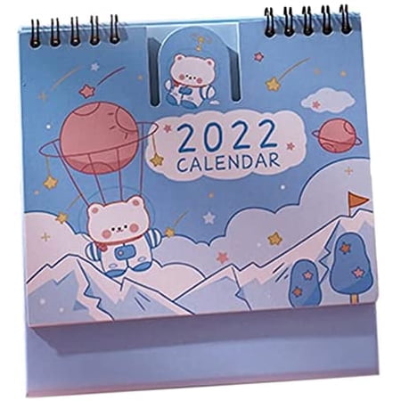 Peiiwdc 2022 Cute Cartoon Calendar Kawaii Bear Cat Desktop Calendar ...