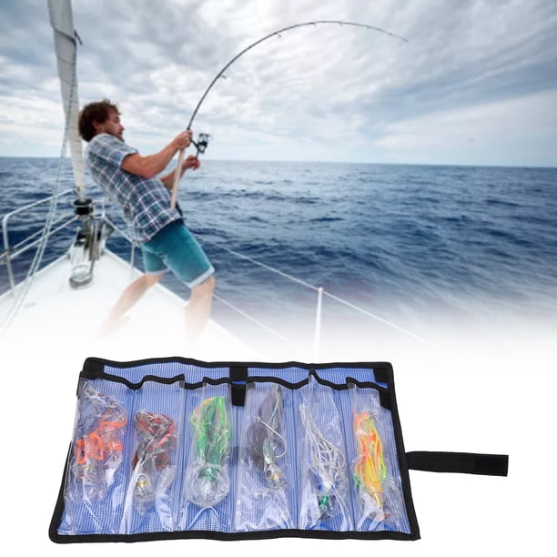 Spptty Fishing Trolling Lure Set,6pcs/set Artificial Bait Squid Octopus ...