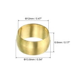 Uxcell 12mm Tube OD Brass Compression Sleeves Ferrules Brass Ferrule ...