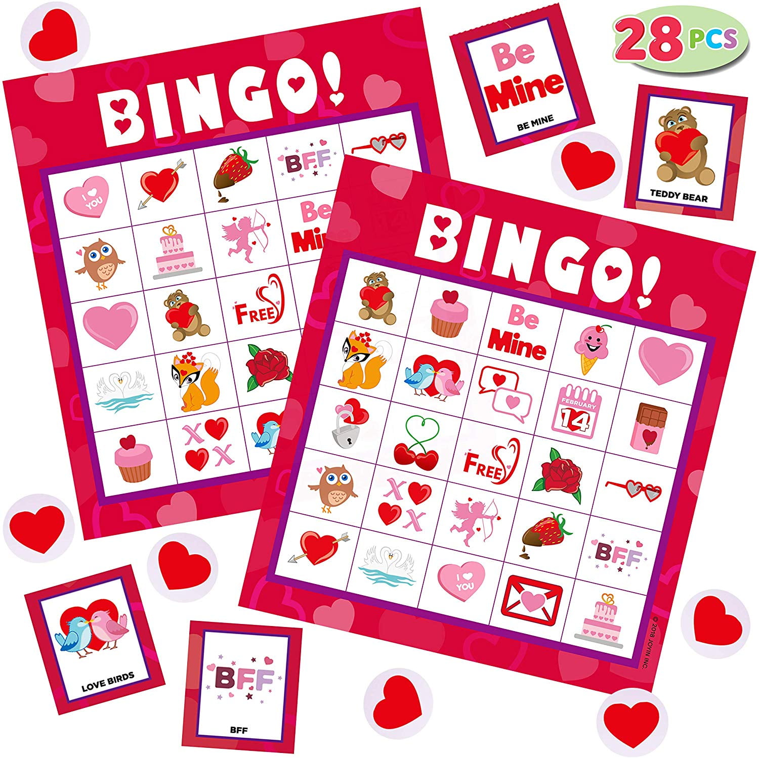 TURNADA Valentines Day Bingo Game Cards 5x5 28 Players For Kids