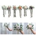 6Pcs Elegant White Artificial Flower Chair Decorations Benches Pews ...