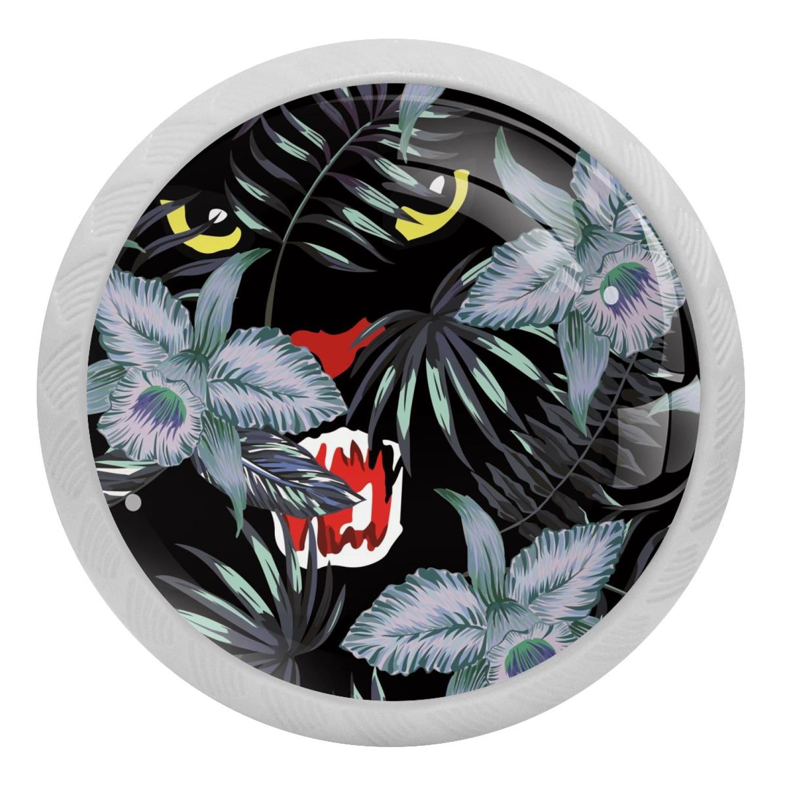 4PCS Round Hunting Panther Jungle Cabinet Fluorescence Knob Glowing in ...