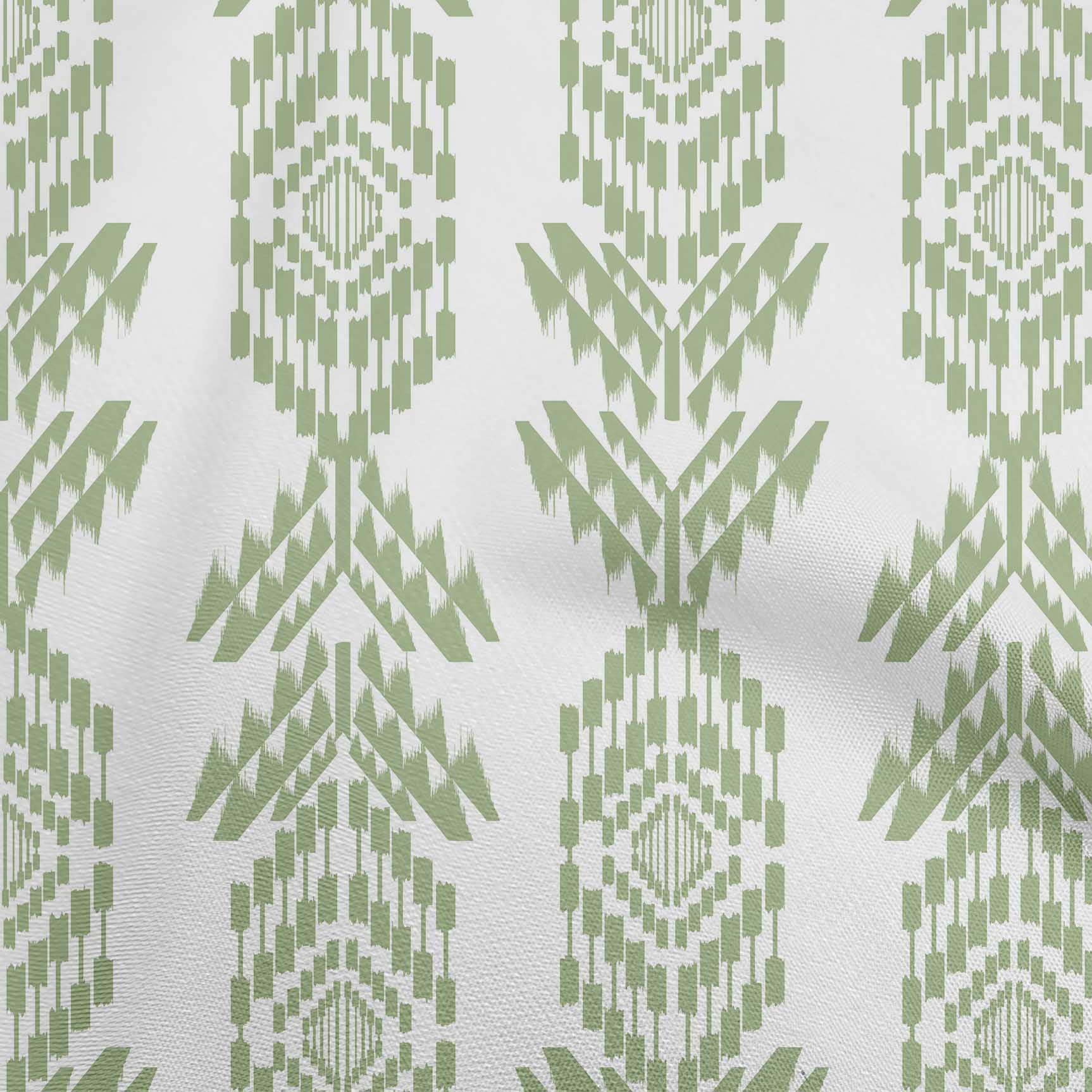 oneOone Cotton Silk Light Green Fabric Aztech Sewing Material Print ...