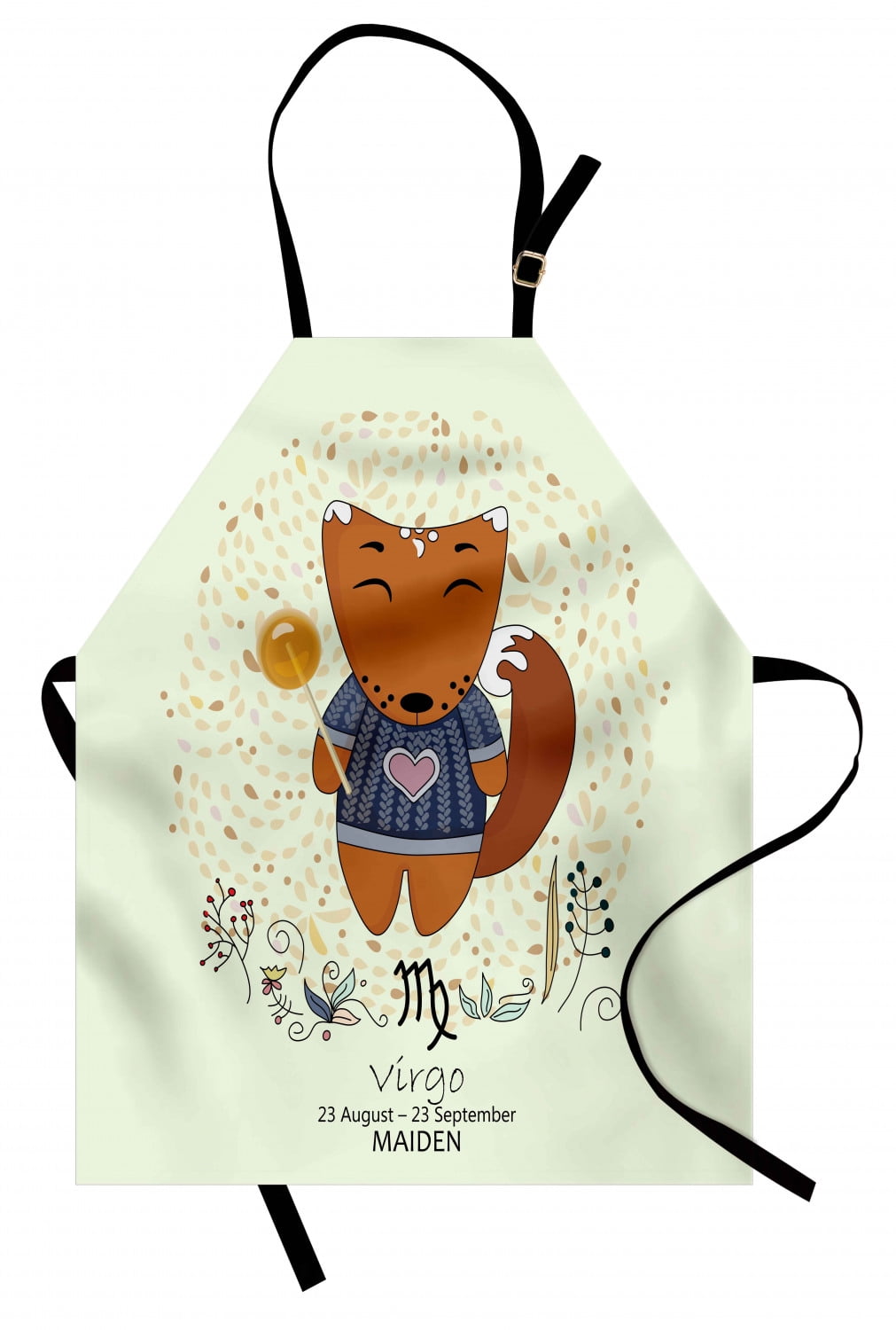Zodiac Virgo Apron Funny Happy Cartoon Character on a Floral Background ...