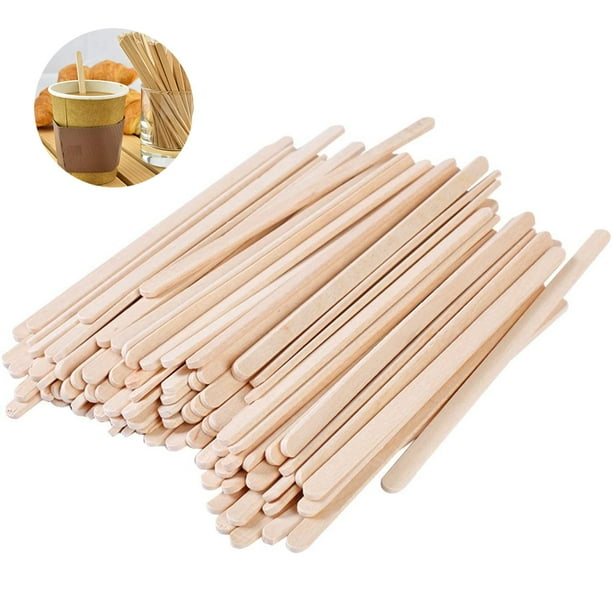 100 Uds. Agitador de madera de una sola vez, palitos para revolver café ...