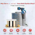 50ft Stainless Steel Garden Hose with 10-Function Spray Nozzle, Silver ...