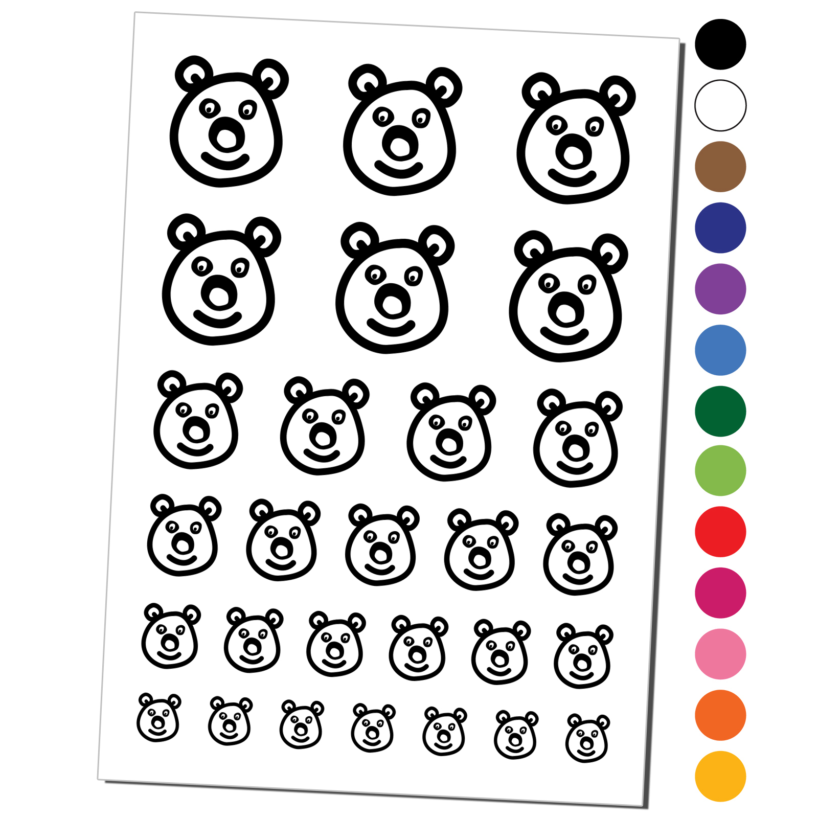 Bear Face Doodle Water Resistant Temporary Tattoo Set Fake Body Art ...