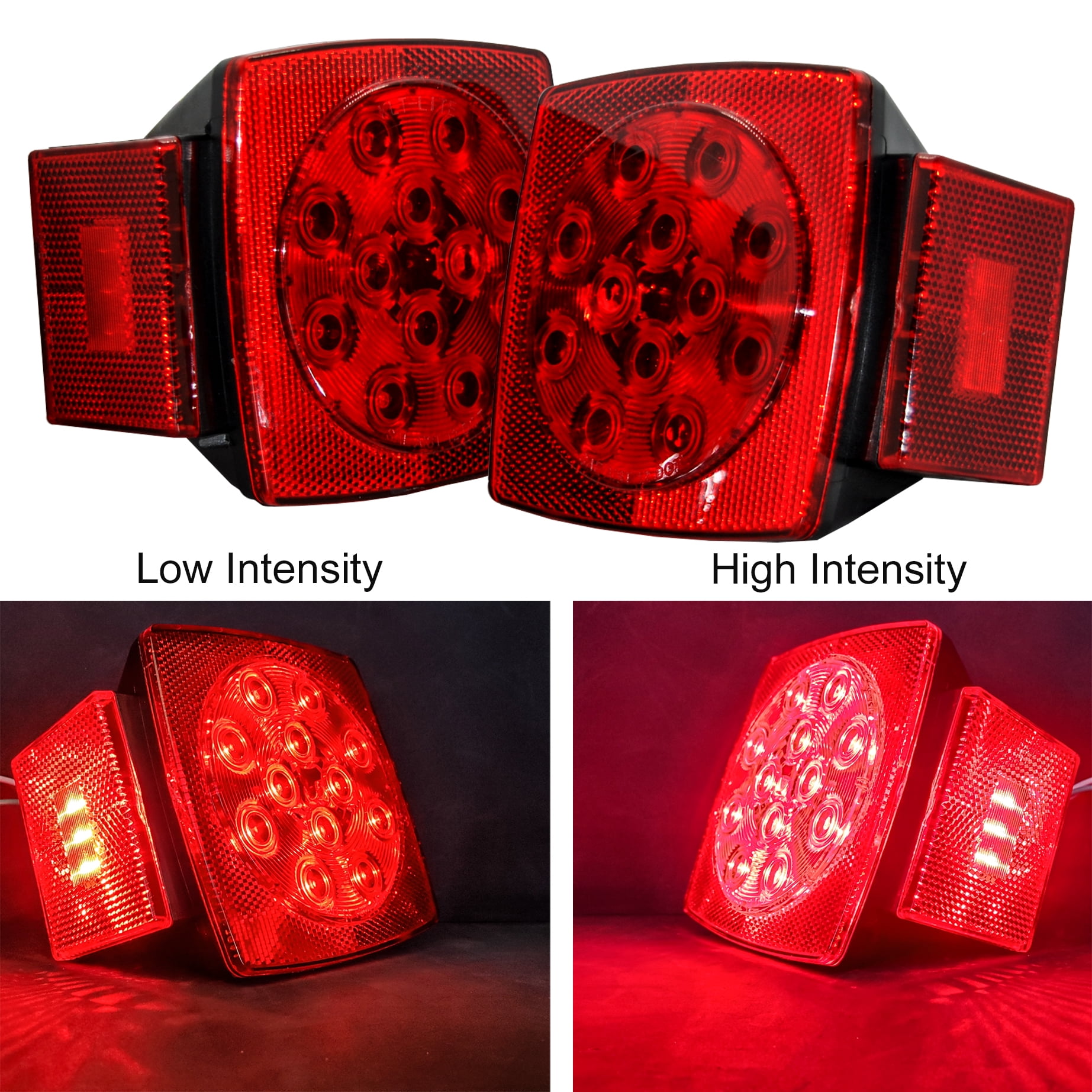OZ-USA 4.5" Red LED Turn Tail Brake Light Kit Stud Mount Reflectorized ...