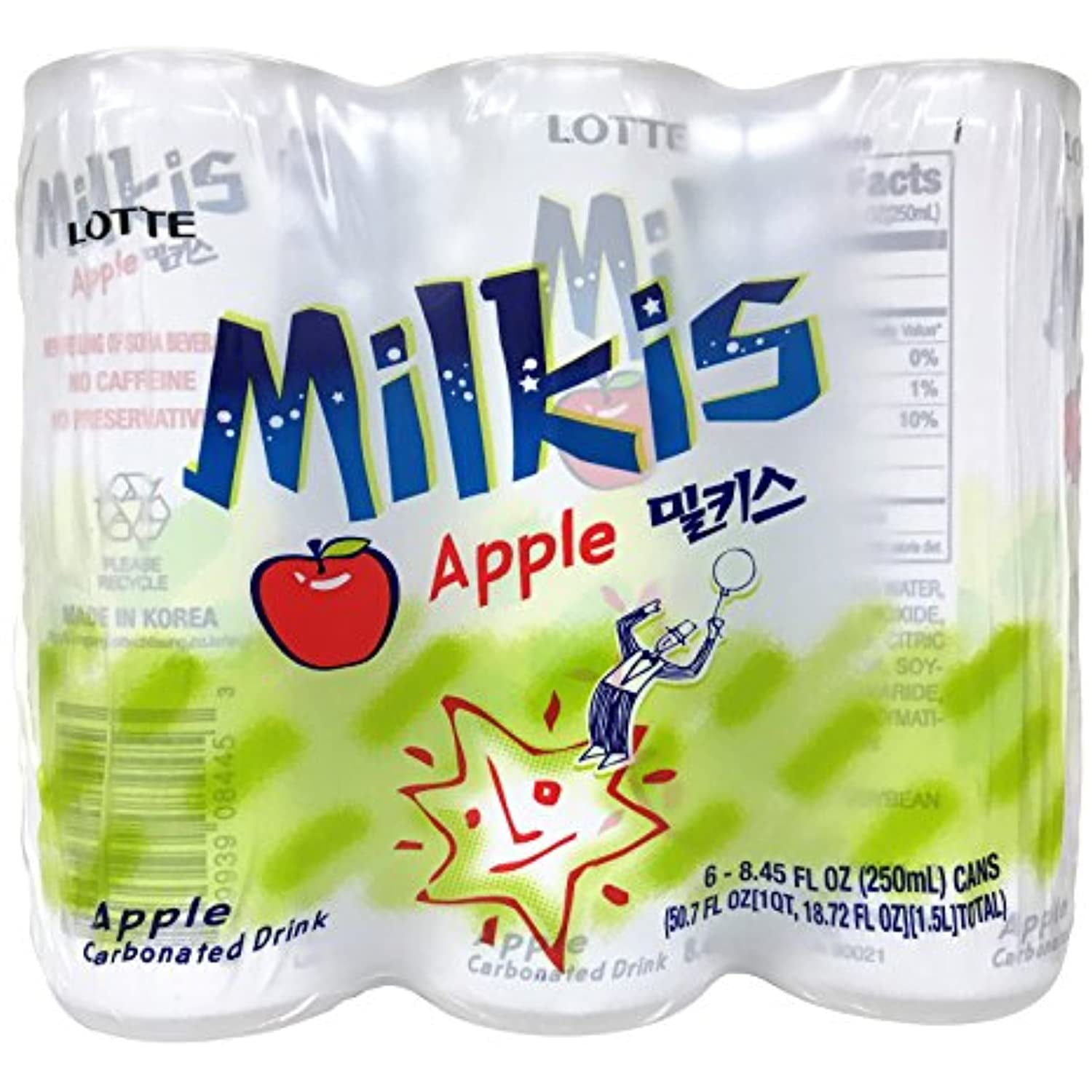 Lotte Milkis Soda Beverage, Apple, 8.45 Fl Oz, Pack Of 6 - Walmart.com