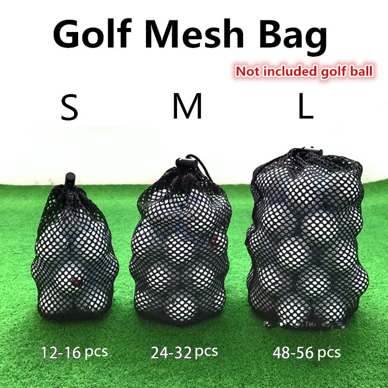 Sports Mesh Net Bag Black Nylon golf bags Golf Tennis 16/32/56 Ball ...
