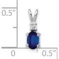 14K White Gold 6X4mm Oval Sapphire A Diamond Pendant Made In United ...