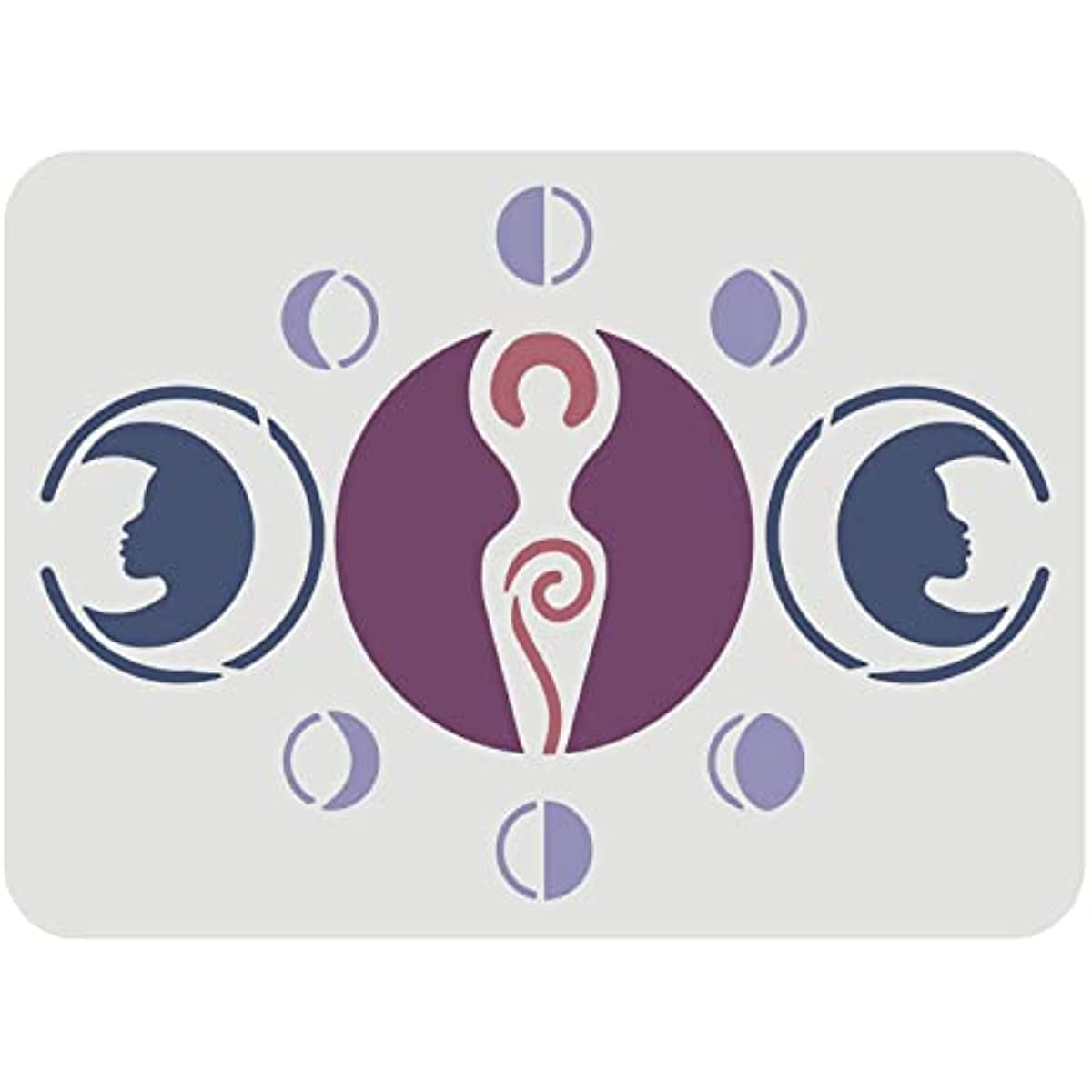 Triple Moon Goddess Symbol Stencil Reusable Spiral Goddess Horned God ...