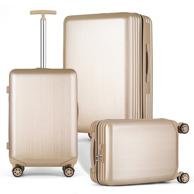 Hikolayae Mesa Collection Hardside Spinner Luggage Sets in Champagne, 3 ...