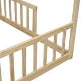 Aukfa Double Twin Bed Frame for 2 Kids Toddlers, Two House Bed with ...