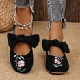 Black Ladies Bow Round Toe Sandals Flat Roman Style Casual Beach Summer ...