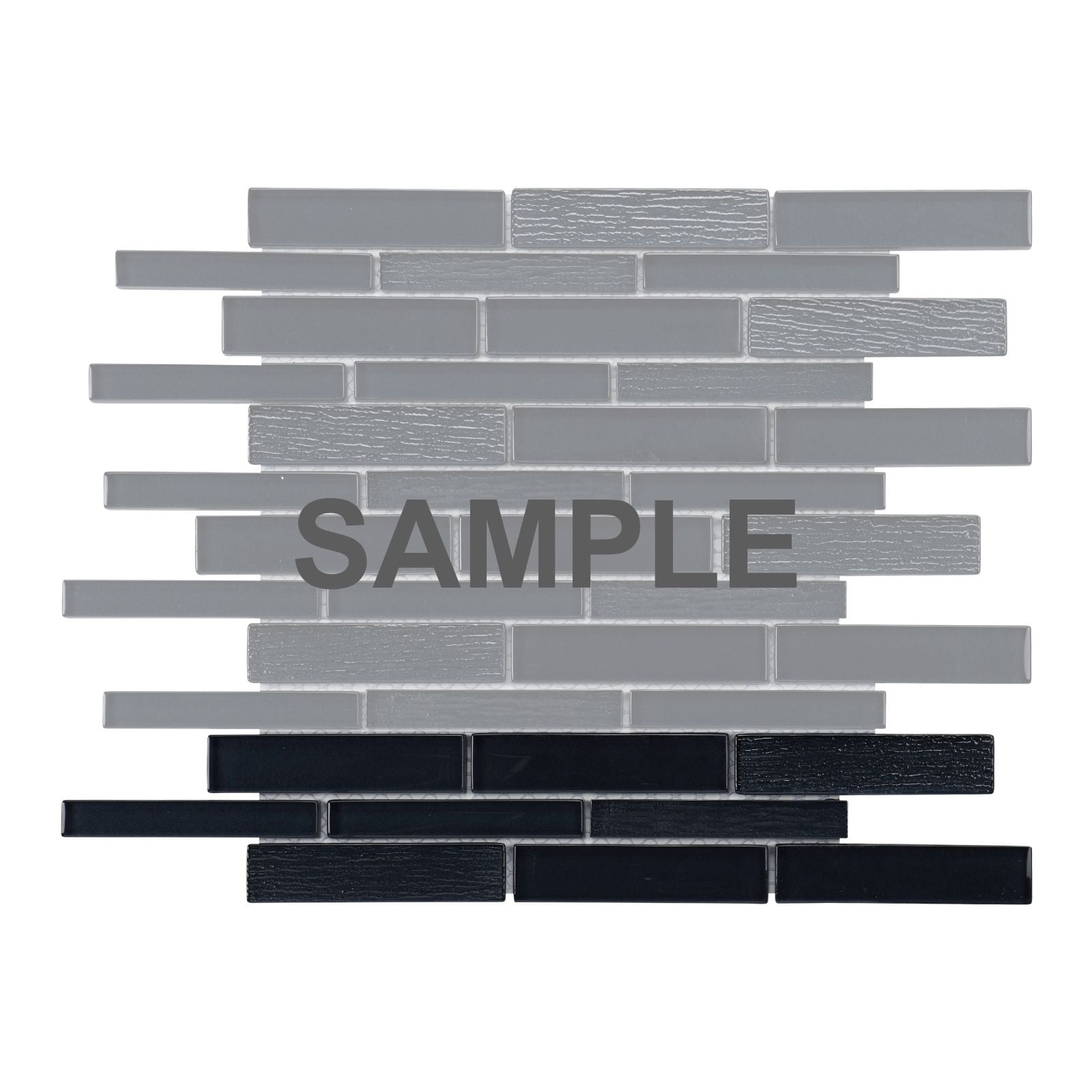 Sample - Black Cold Spray Crystal Glass Textured Blended Linear Mosaic ...