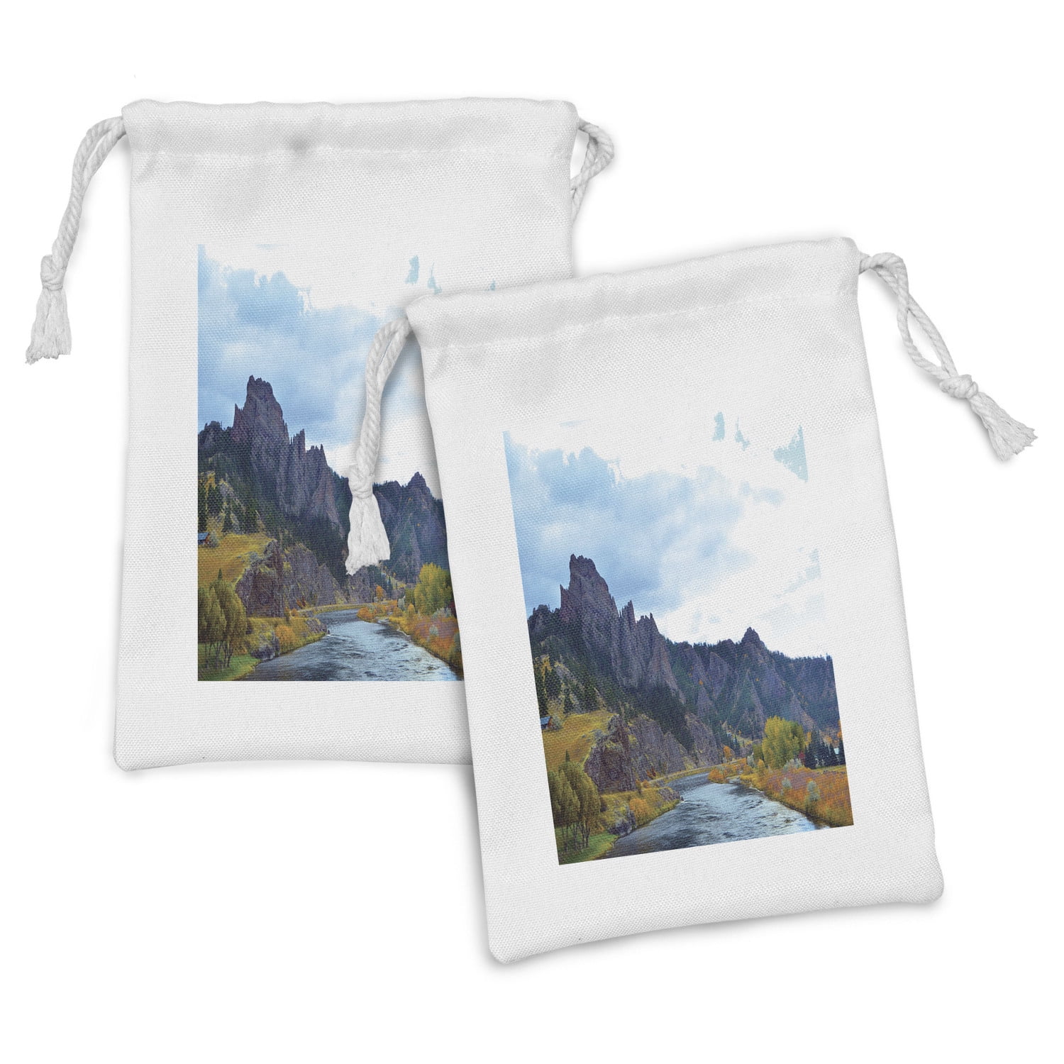 Landscape Fabric Pouch Set of 2, Mountains View Missouri River Nature ...