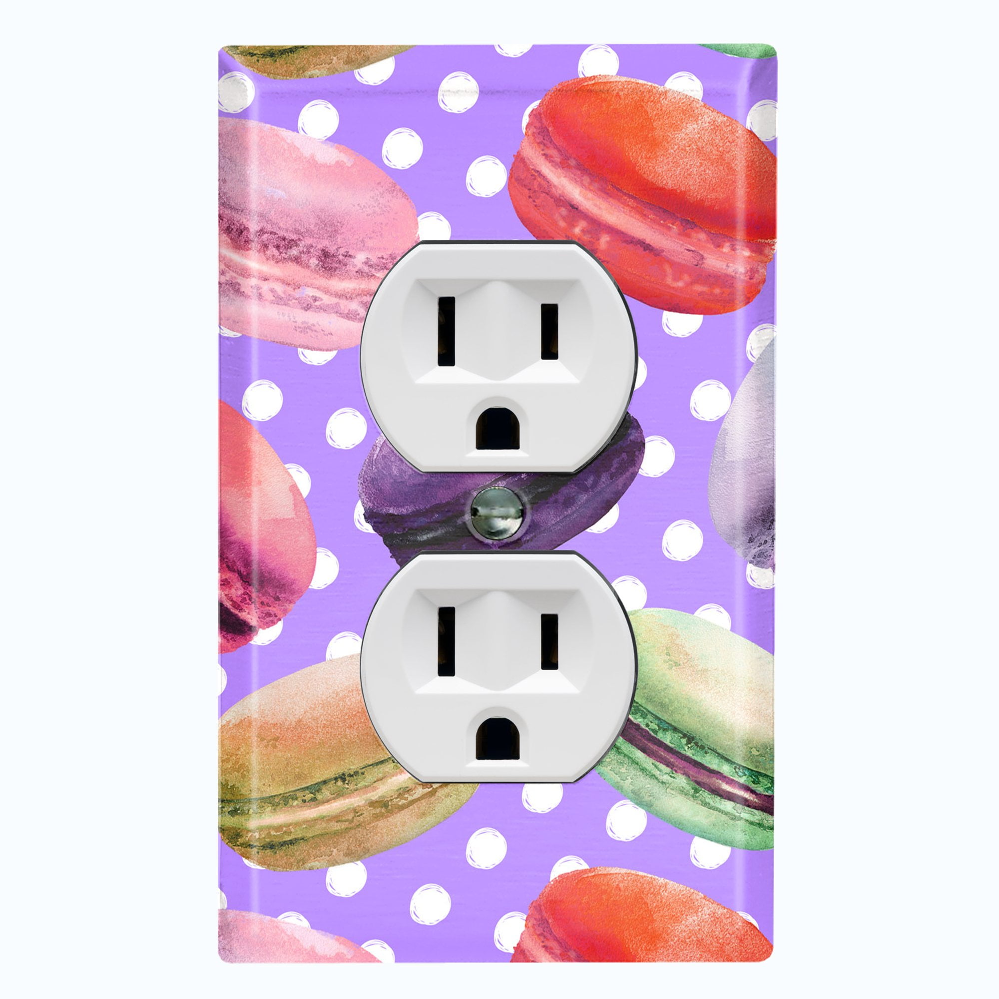 Metal Light Switch Plate Cover Colorful Macaron Dessert Purple Polka ...