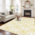 Area Rug for Living Room, Yellow Flower Non-Slip Indoor Large Carpet ...
