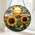 Garden Sunflower Flower Scene Window Suncatcher, Decorative Stained ...