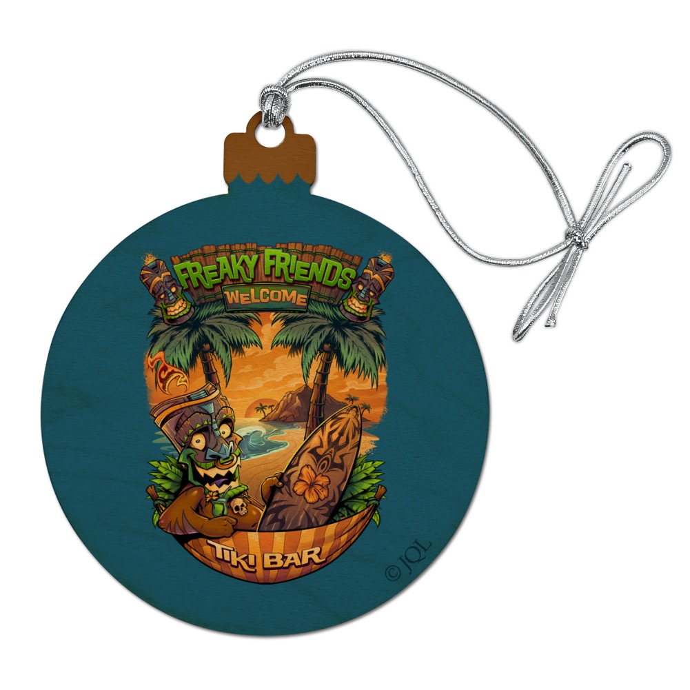 Freaky Friends Tiki Bar Tropical Vacation Wood Christmas Tree Holiday ...