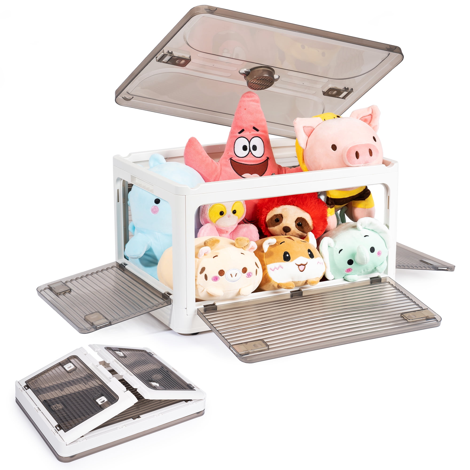 WYZworks 5 Door Foldable Stackable Plastic Storage Box Tote w ...