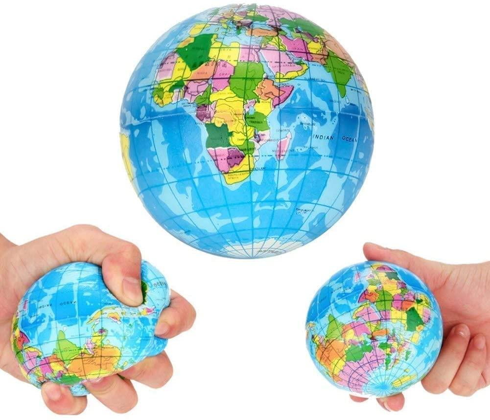 Exywaves Globe Squeeze Stress Ball World Stress Ball Globe Bouncy Ball ...