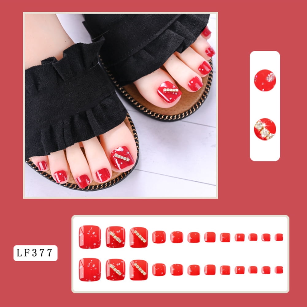 Diamond Shimmer Fake Toenails Fit Perfectly for Women's Toenails for ...