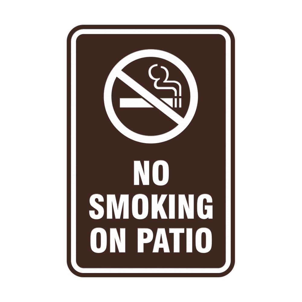 Portrait Round No Smoking On Patio Sign (Dark Brown) - Small 4" x 6 ...