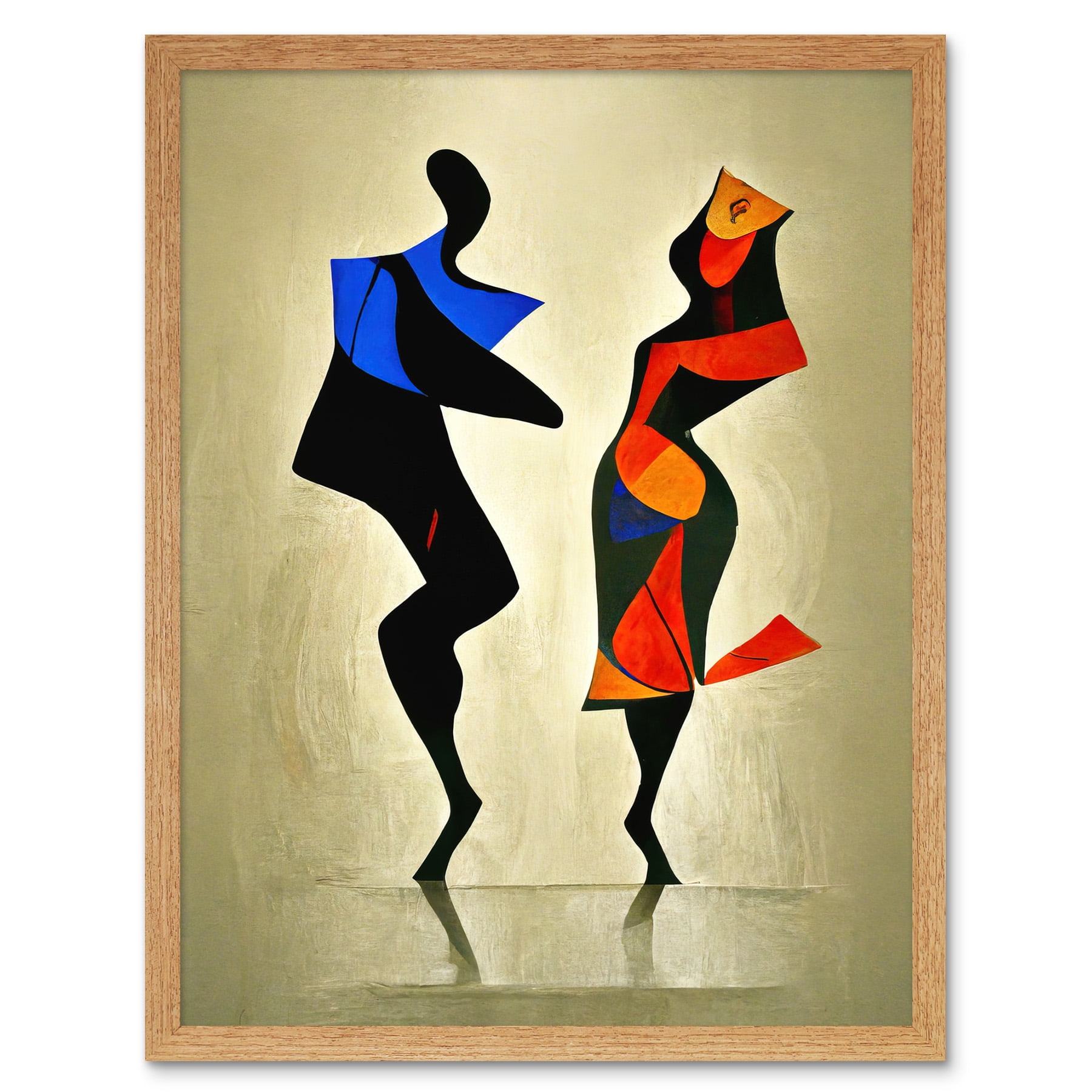 Abstract Modern Painting Of Two Figures Dancing Art Print Framed Poster ...