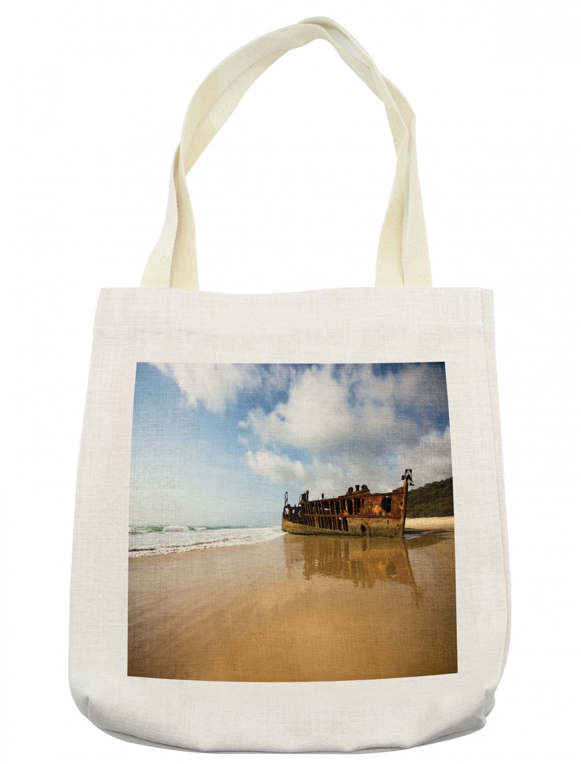 Shipwreck Tote Bag, Antique Rusty Pirate Ship Wreck on the Coast in ...
