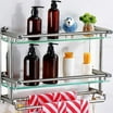 Costway 2 Tier Wall Mount Bath Shelf - Bathroom Storage Rack with Towel ...