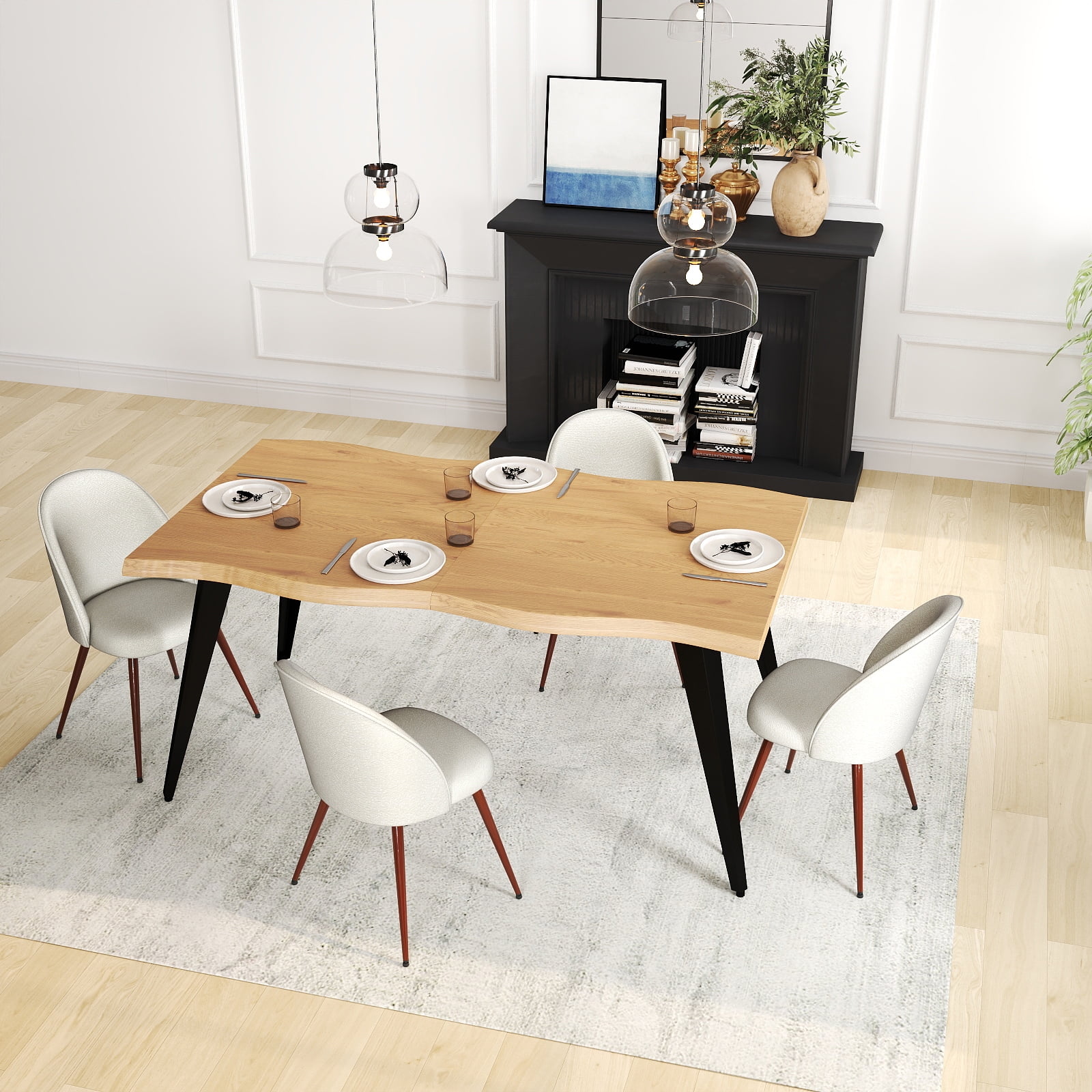 Click here for Homy Casa 6-Person Industrial Dining Table With Li... prices