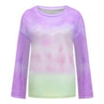 Yotami Tie Dye Shirt Women Long Sleeve Crew Neck Casual Pullover Tops