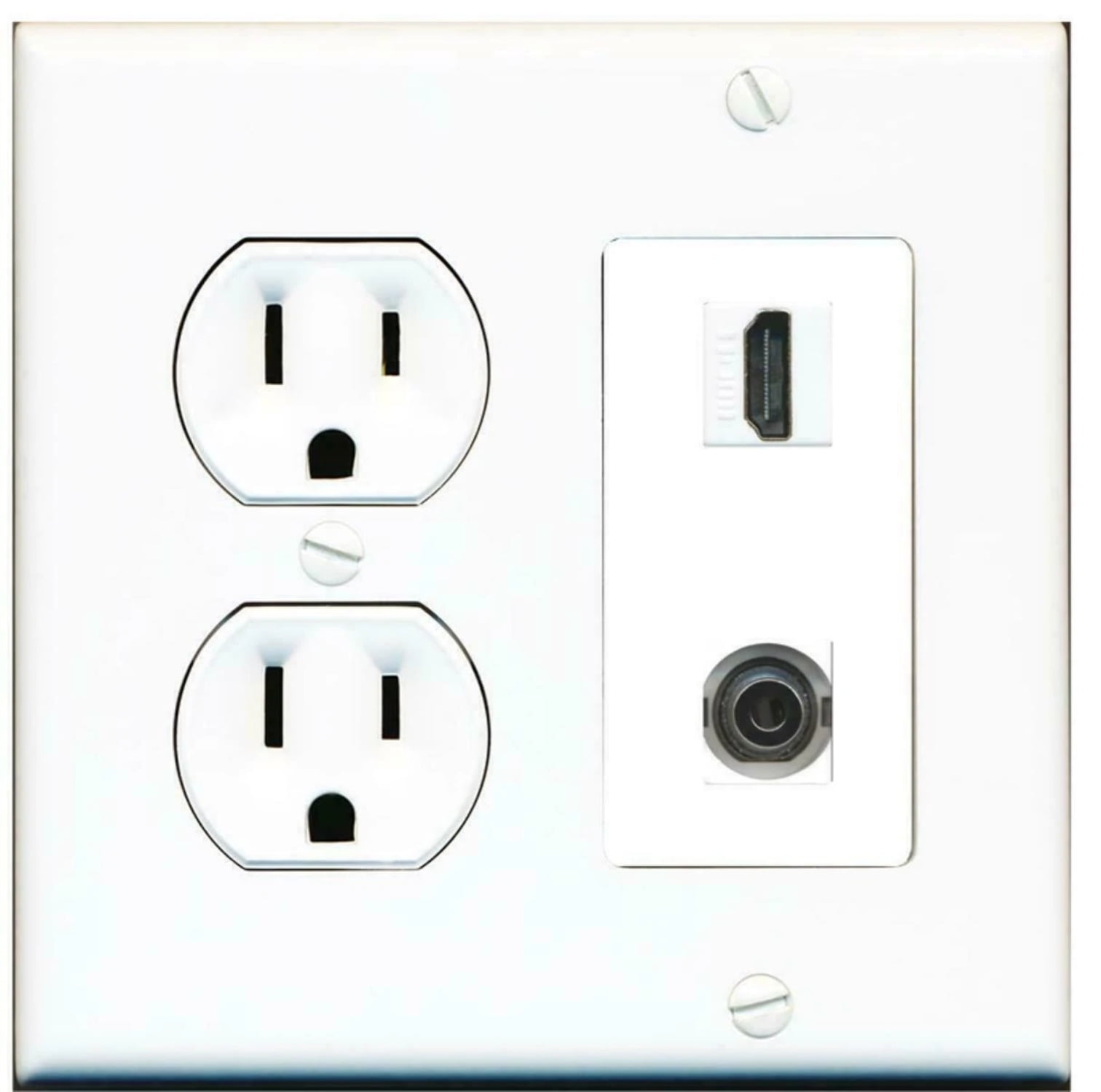 Ultra Spec Cables 15 Amp Round Power Outlet 1 Port HDMI 3.5mm Headphone ...